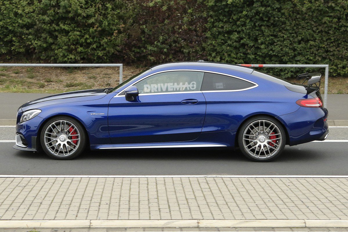 Mercedes-AMG C63 R Coupe Caught Trying on Massive Rear Wing on the Nü...