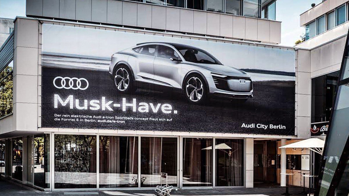 Audi e-Tron Sportback billboard takes jab at Tesla